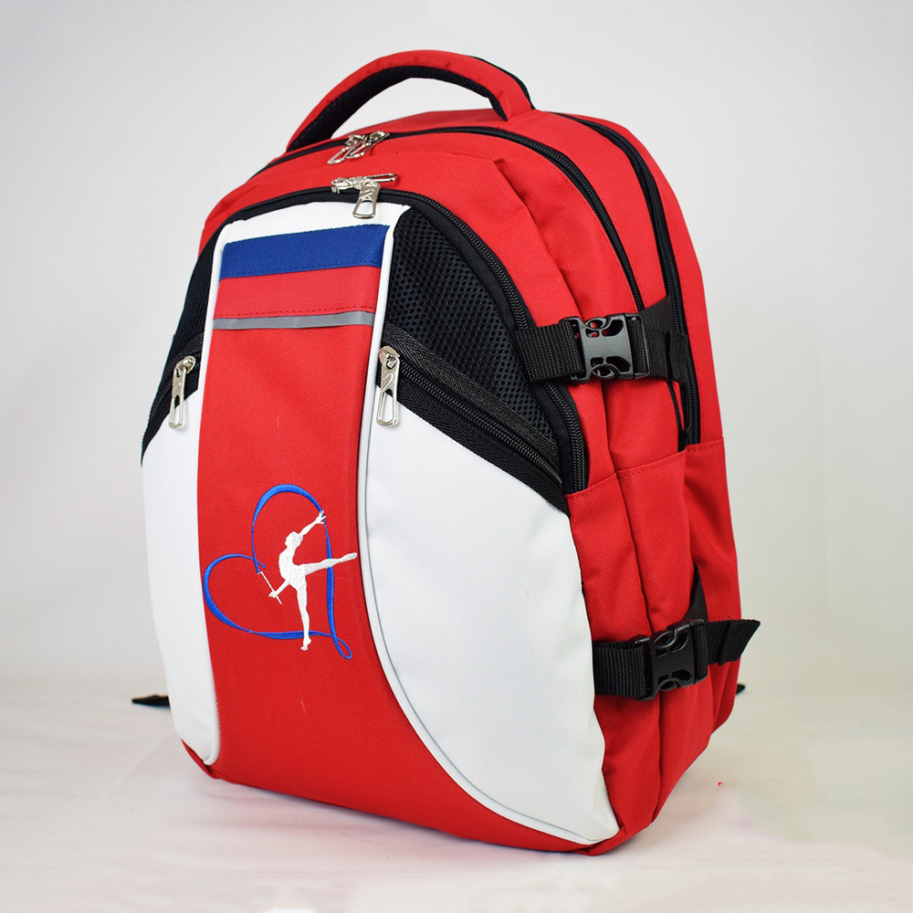 Рюкзак женский спортивный для гимнастики Sport Mini, красный с белыми ...