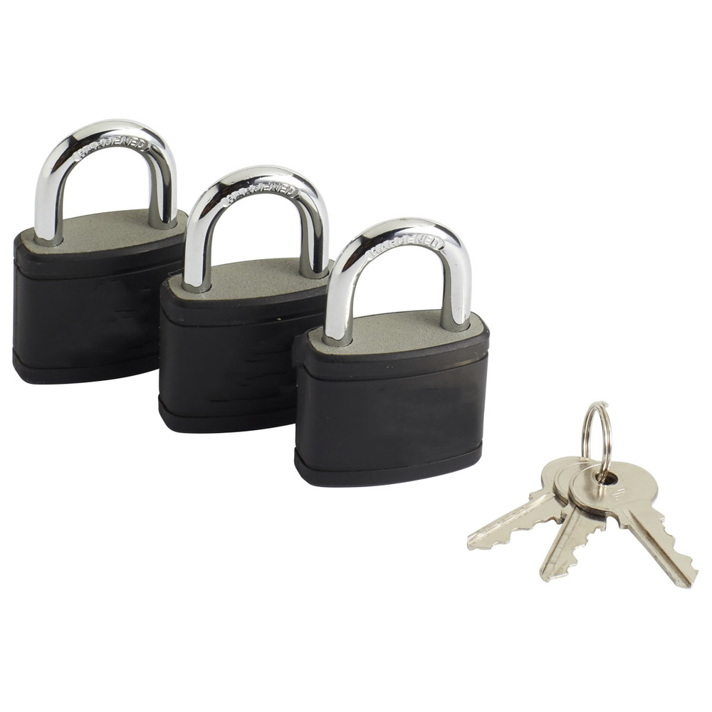 Замок навесной 3x34 мм, чугун, 3 шт, с автоматической блокировкой и ...