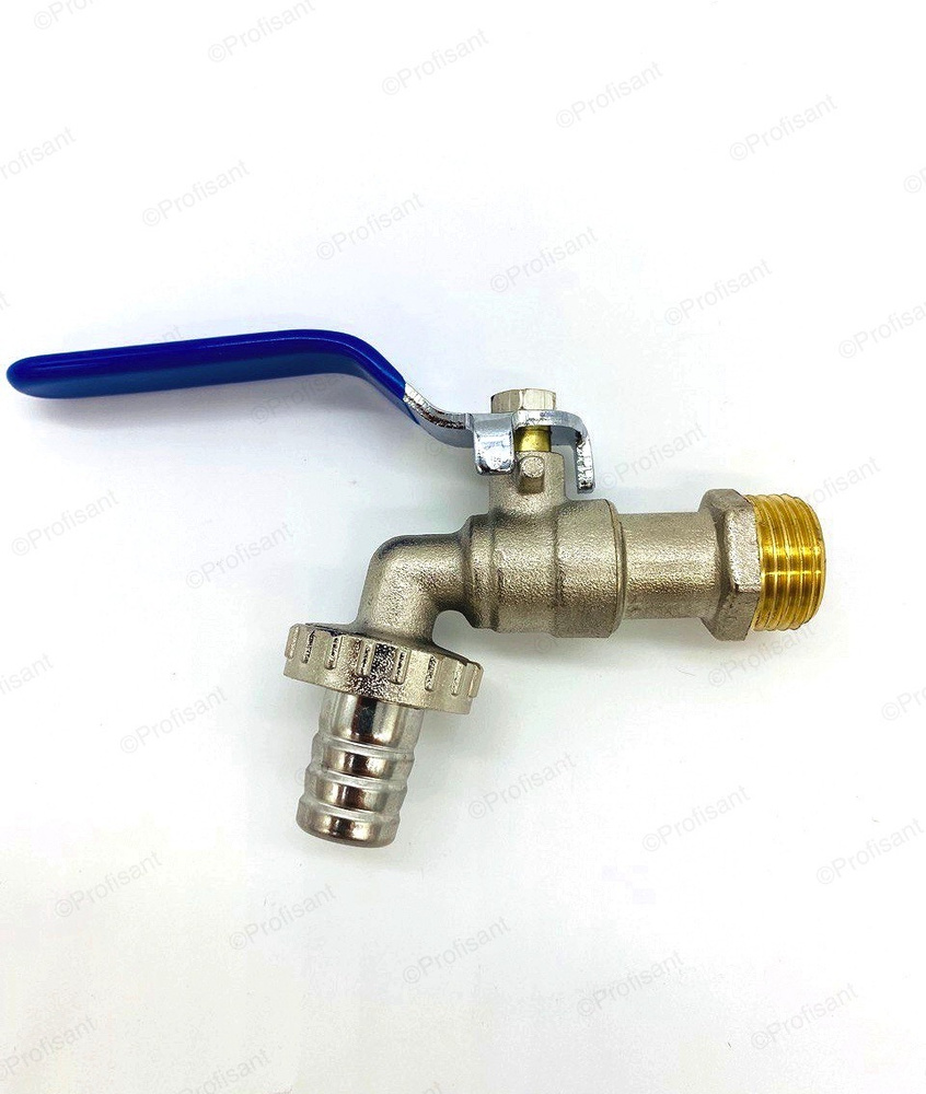 Кран шаровый садовый со штуцером никелированный TIM ECO 1/2" наружная ...