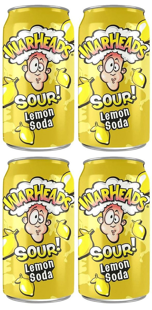 Газированный напиток WarHeads Sour Lemon Soda "Лимон" USA, 4 шт по 0 ...