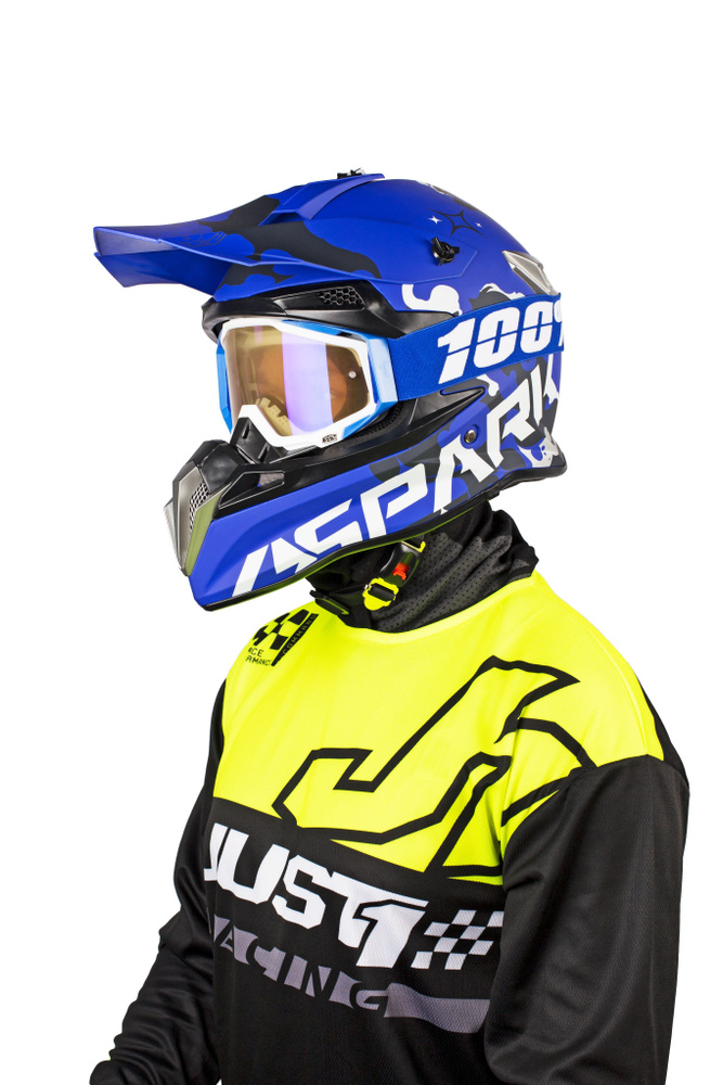 SPARK Мотошлем Мотошлем кроссовый, эндуро 188 синий, черный матовый ...