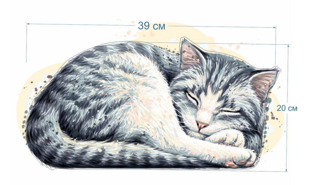 Наклейка интерьерная декоративная "Спящий кот", НД162, 42х30 см купить ...