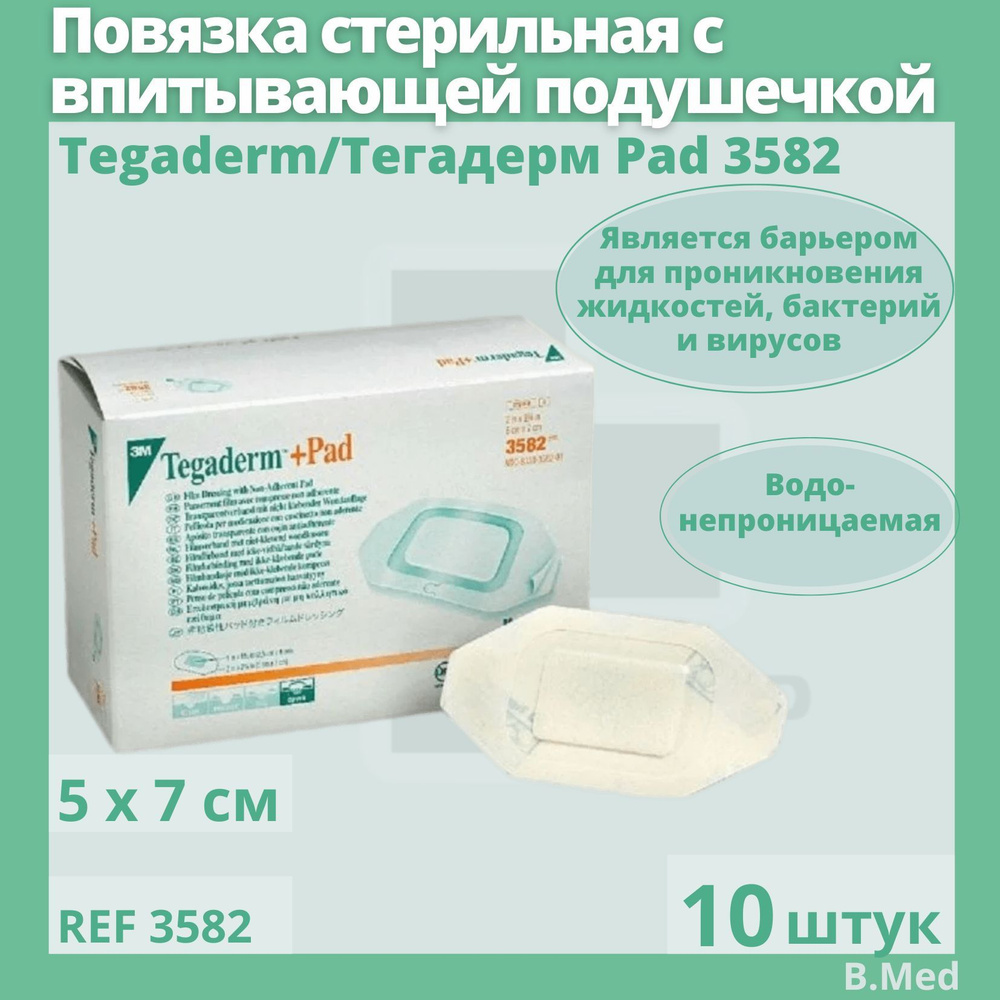Повязка стерильная на рану с впитывающей подушечкой 3M Tegaderm Pad ...