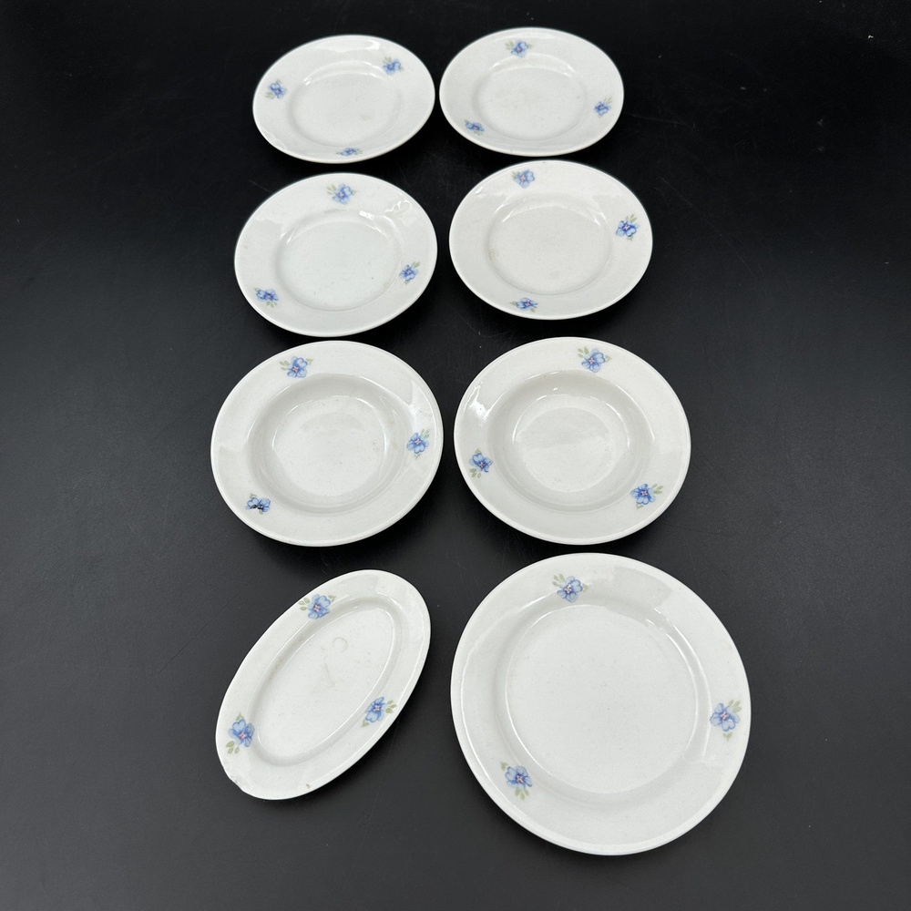 Набор из 8-ми детских игрушечных тарелок, фарфор, деколь, Дулевский ...