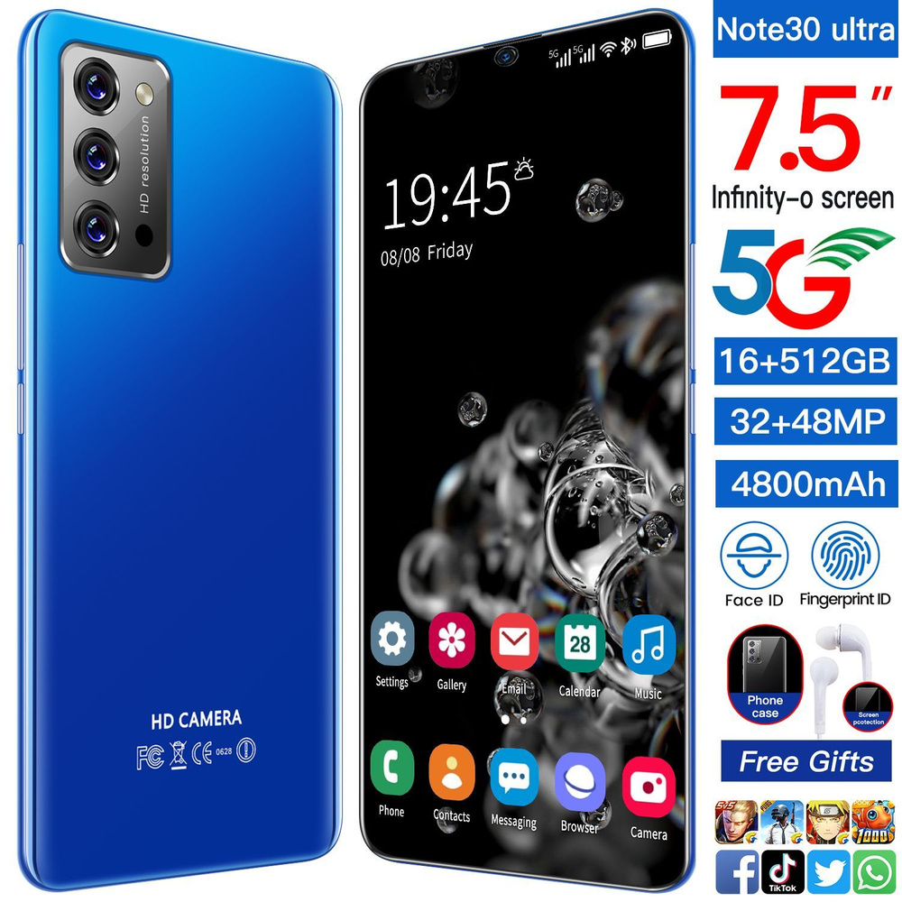 Смартфон MAIMEITE Note30 Ultra 7,5-дюймовый телефон с большим экраном ...