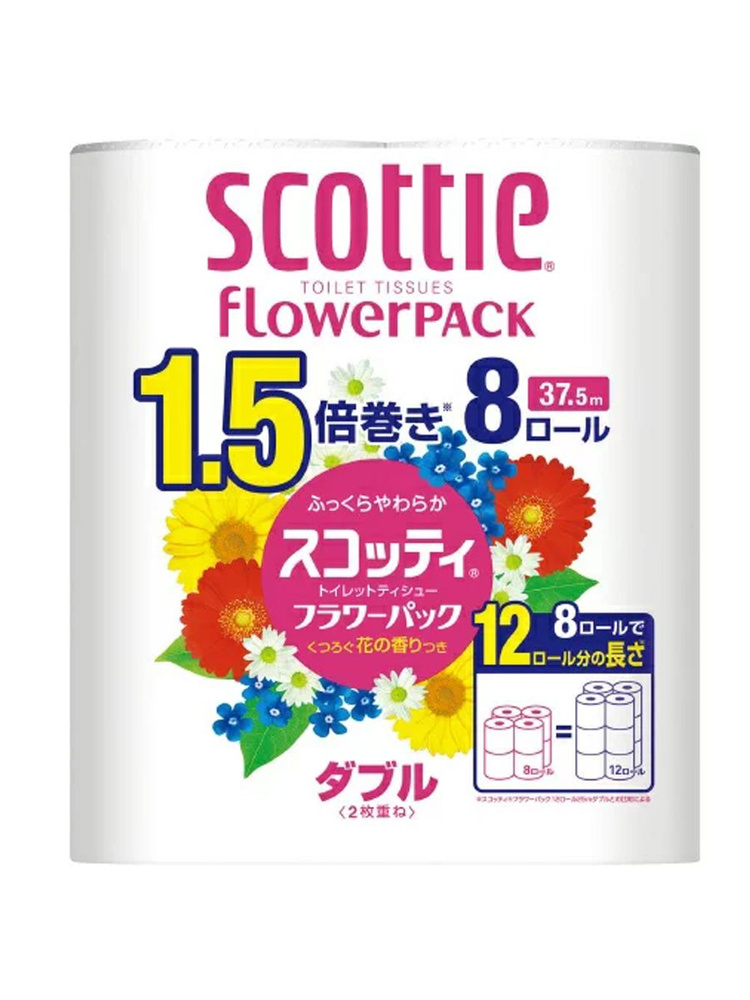scottie / Мягкая туалетная бумага Crecia "Scottie Flower PACK 1.5 ...