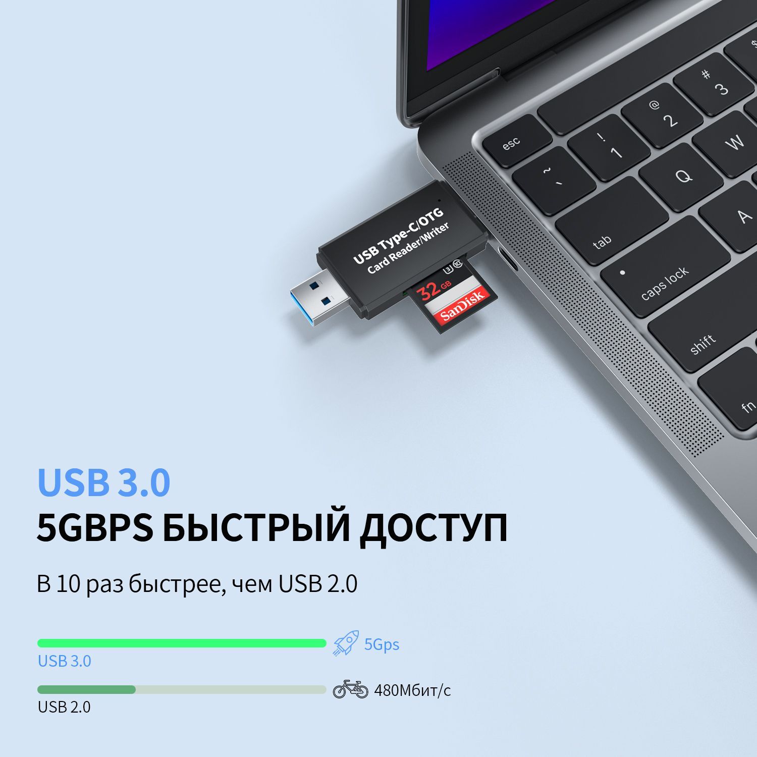 USB 3.0 Картридер USB C OTG microsd Type c Картридер для телефон ПК ...