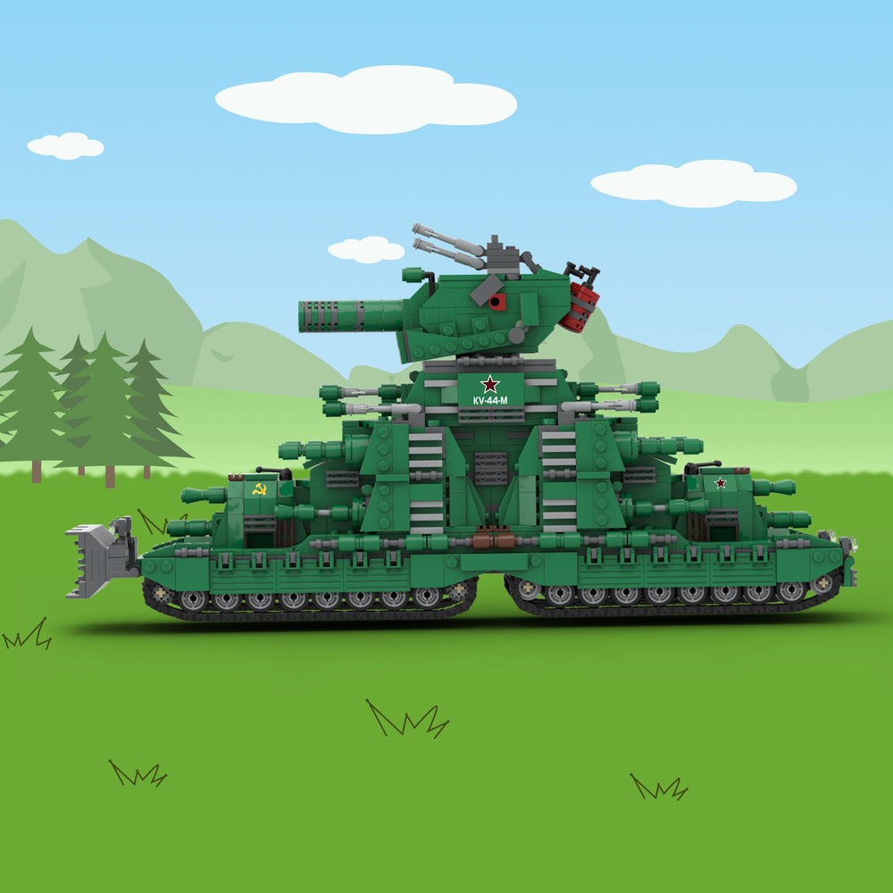 Советские военные танковые строительные блоки Super Heavy Tank Building 1580 Kv44m зеленый Sz