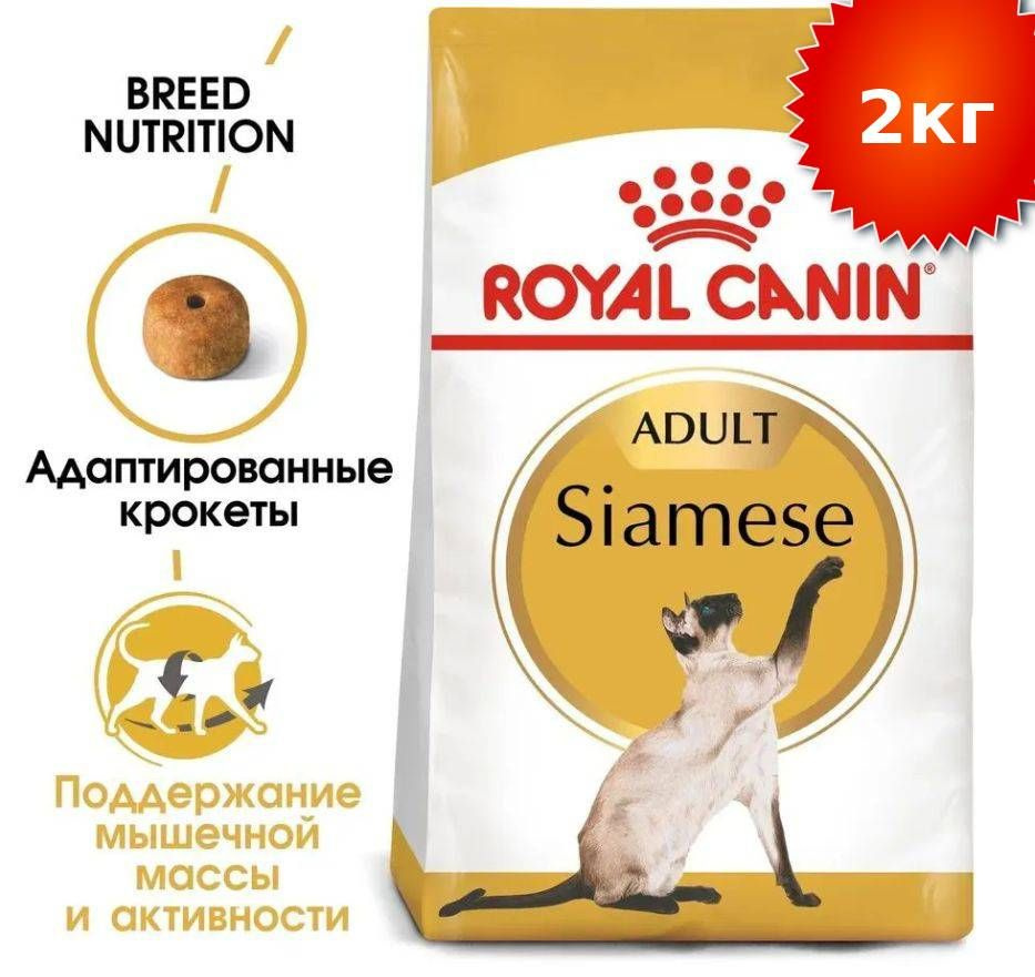 Роял Канин SIAMESE ADULT корм для сиамских кошек старше 12 месяцев 2 кг ...