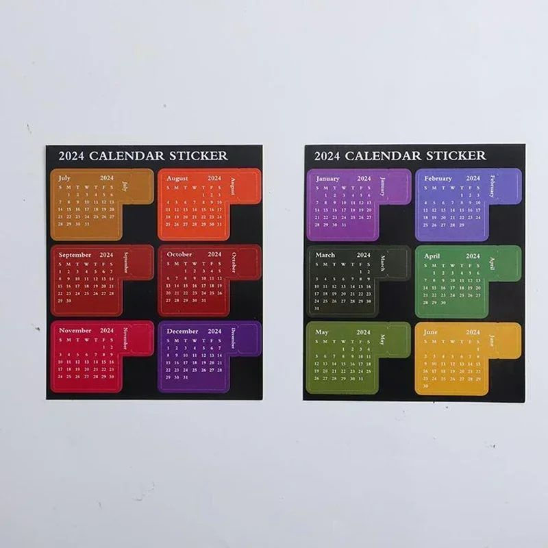 Винтажные наклейки для календаря на 2024 год этикетки для ежемесячного планировщика бирки для