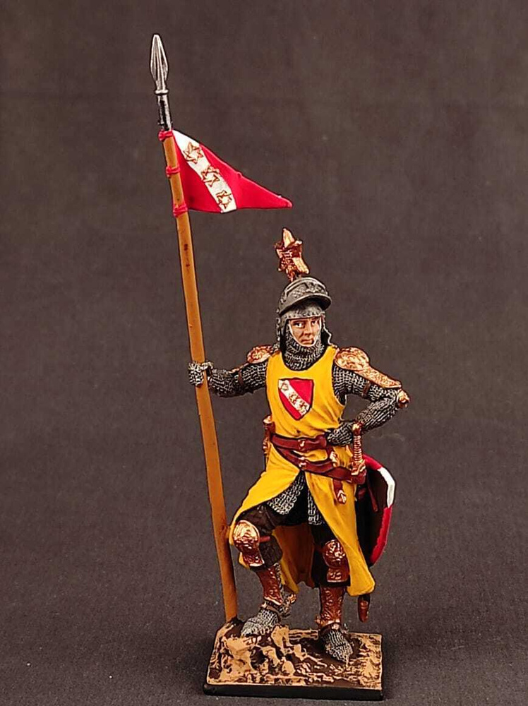 Окрашенный оловянный солдатик Итальянский рыцарь, конец XIII века. Серия Средние Века. Масштаб 1 ...