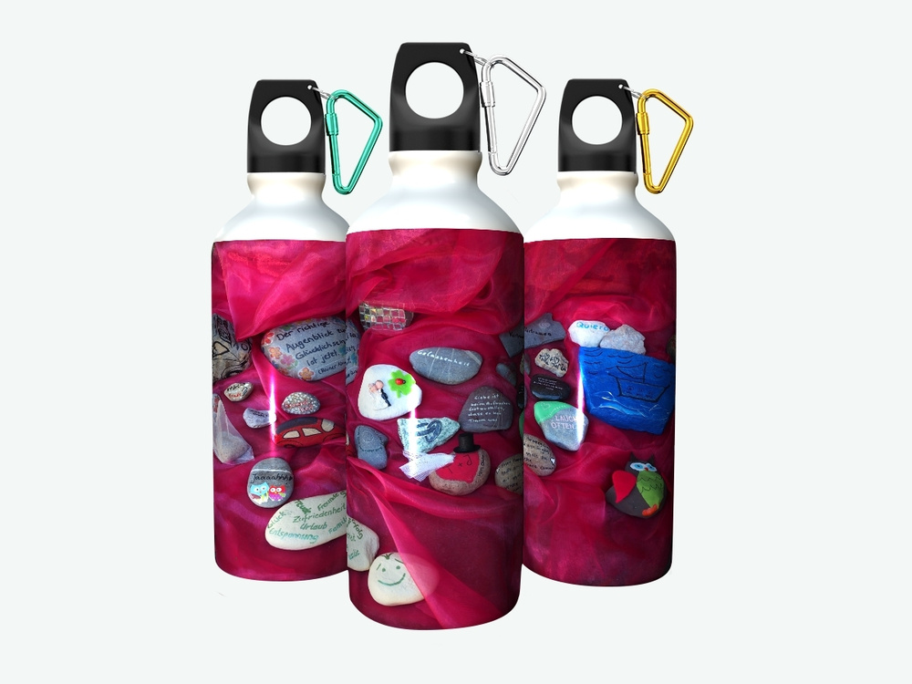 Бутылка фляга для воды "Камни, меткой, пишу" 750 мл. с карабином и ...