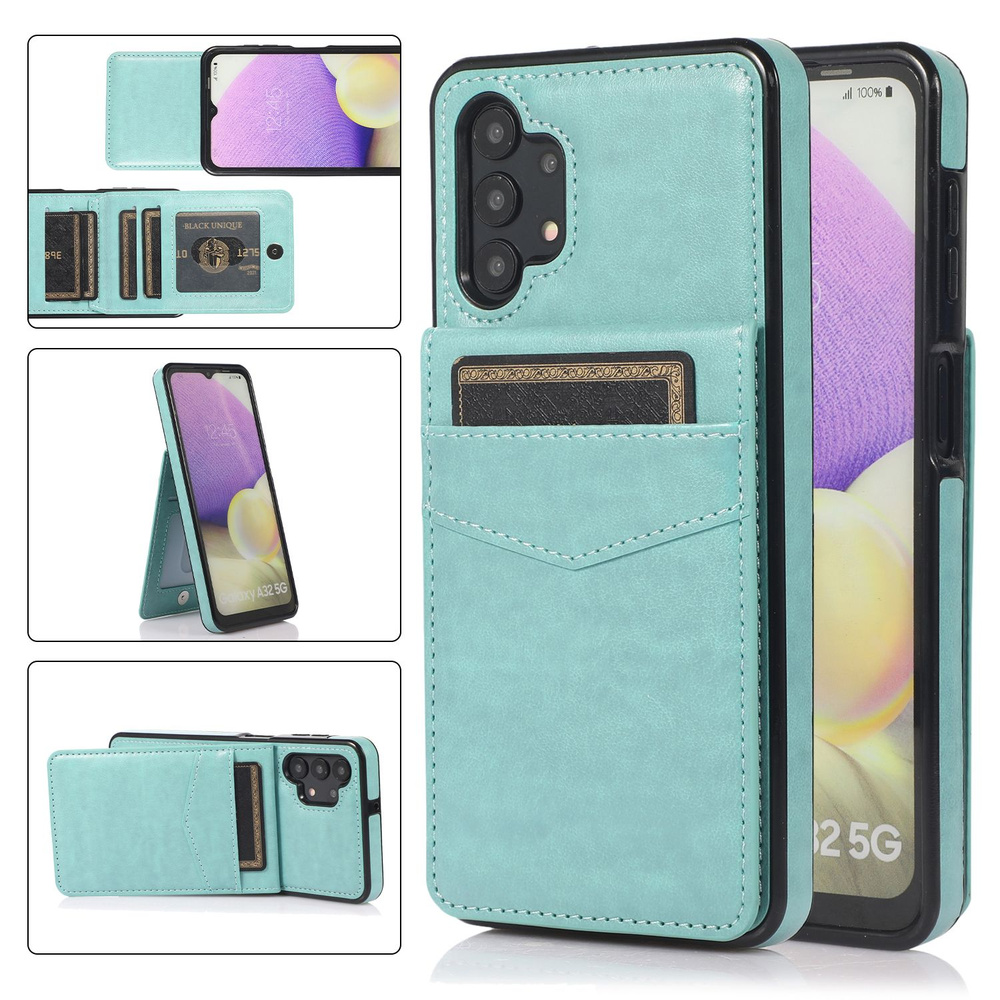 Одноцветный чехол с подставкой для Samsung Galaxy A32 5G , кожаный ...