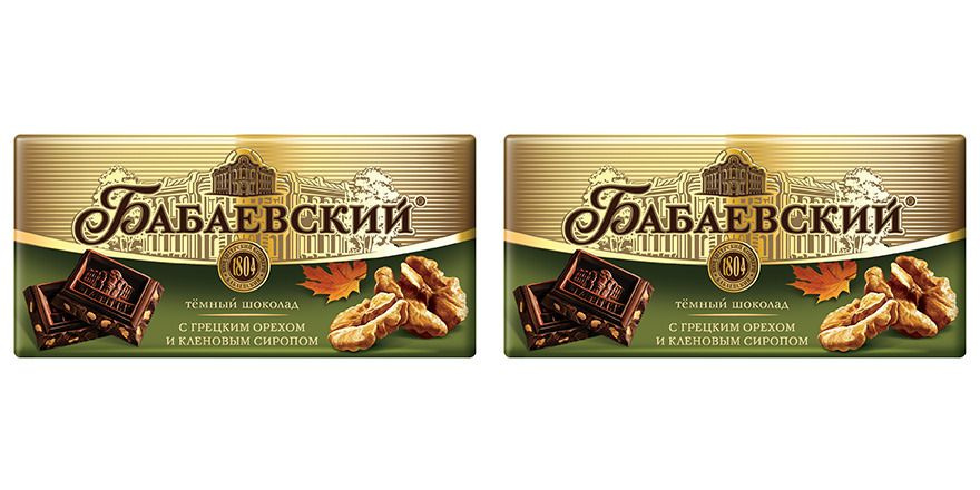 Бабаевский Шоколад темный с грецким орехом и кленовым сиропом 90 г., 2 ...