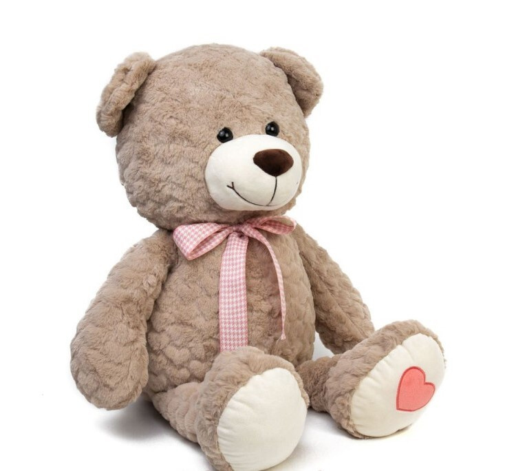 Мягкая игрушка плюшевый медведь Мишка 50 коричневый с сердцем ...