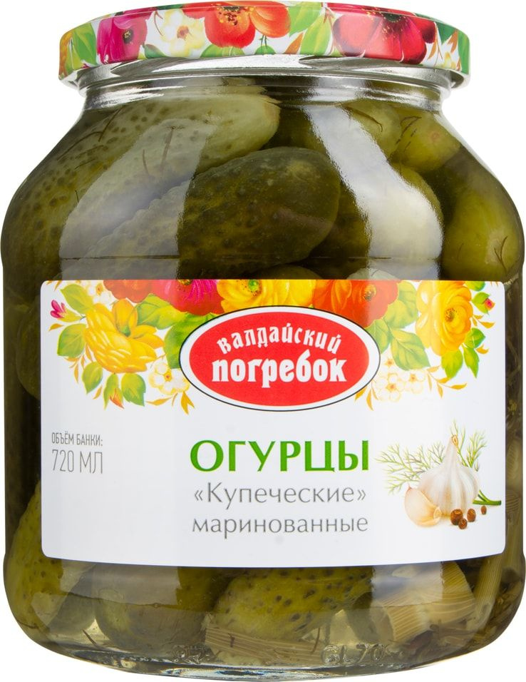 Огурцы Валдайский Погребок Купеческие маринованные с перцем 650г ...