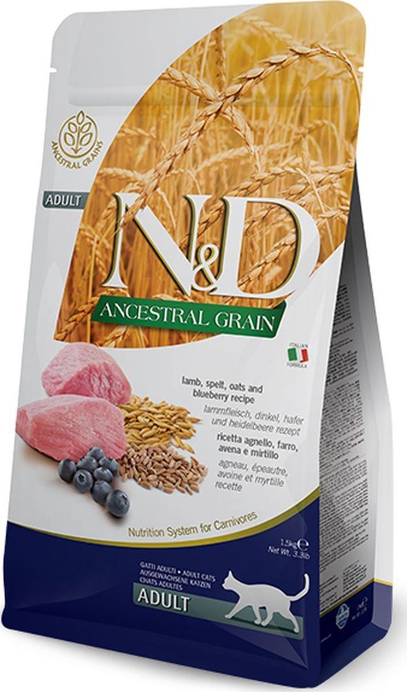 Сухой низкозерновой корм N&D Ancestral Grain Cat для взрослых кошек , с ...