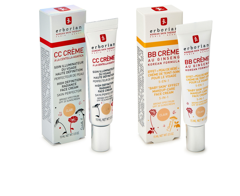 Дуэт "Красивая кожа", Erborian, Крем для лица BB Creme 5-в-1 светлый ...