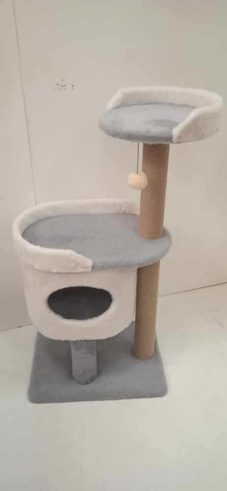 Когтеточка с домиком напольная высокая для кошки. Лежанки и столбик для ...