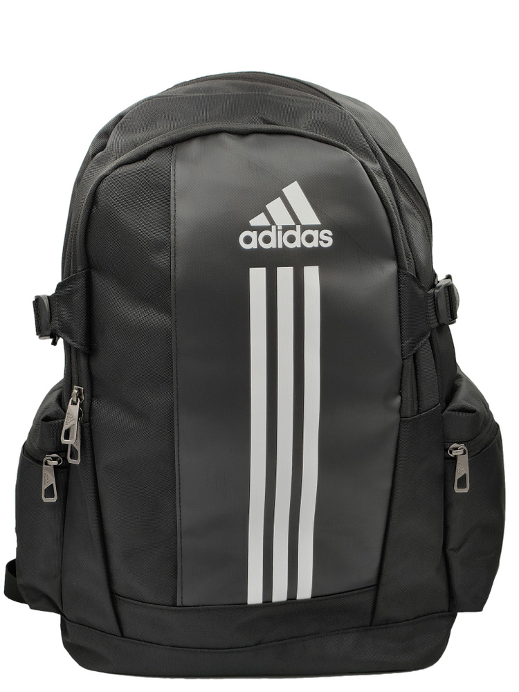 Рюкзак Adidas черный с белыми полосками и молнией внутрь / портфель ...
