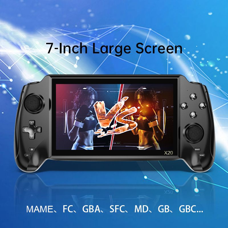 Игровая приставка X20, 7-дюймовый экран, джойстик, более 2000 игр, портативная, черный - купить ...