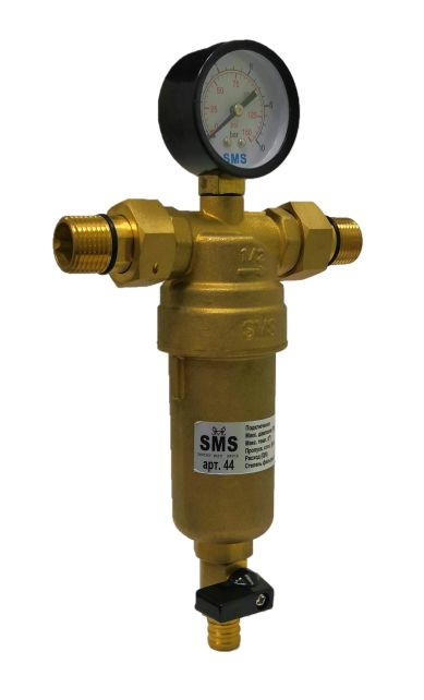 Фильтр самопромывной 1/2" с манометром для горячей воды - купить в ...