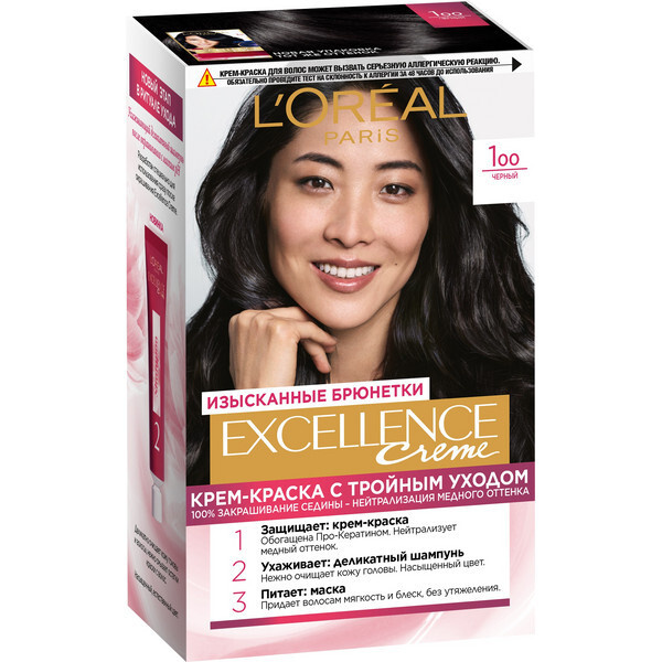 L'Oreal Paris Краска для волос Excellence 100 Чёрный - купить с ...