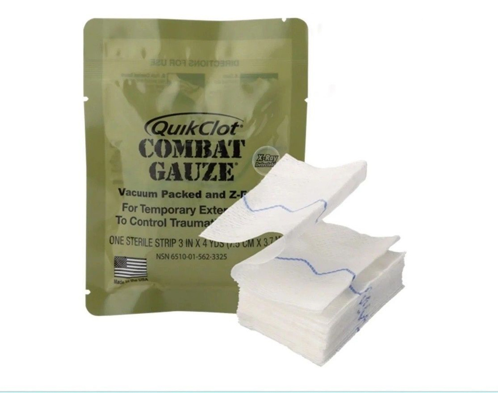 Бинт кровоостанавливающий QuikClot combat gauze z-fold - купить с ...
