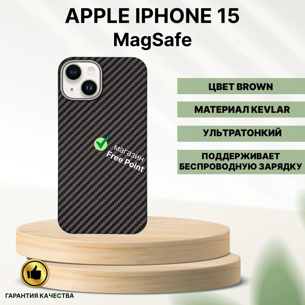 Карбоновый чехол MagSafe KEVLAR для iPhone 15 Анимация Kevlar Case with ...