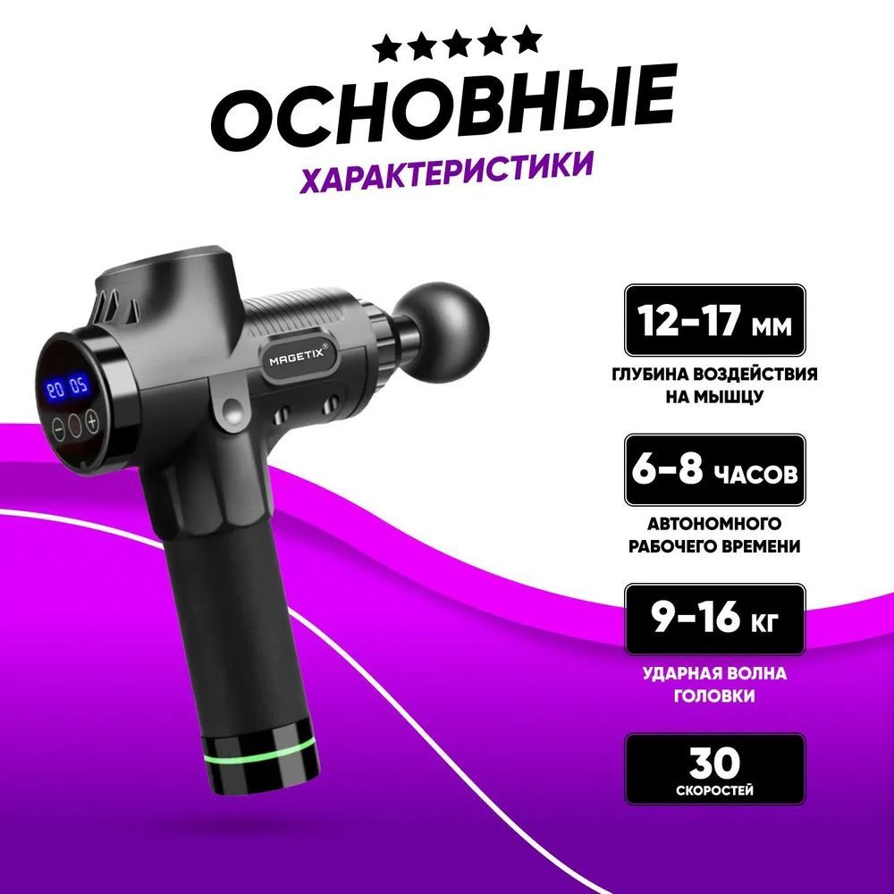 Перкуссионный массажер MAGETIX для тела / вибрационный электрический ...