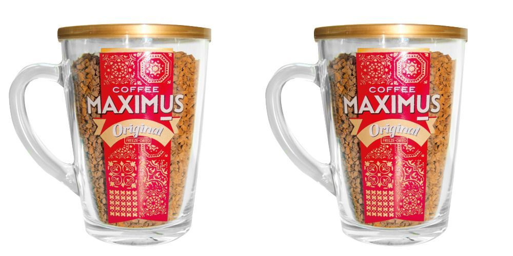 MAXIMUS Кофе растворимый, сублимированный, в стеклянной кружке, 2 шт ...