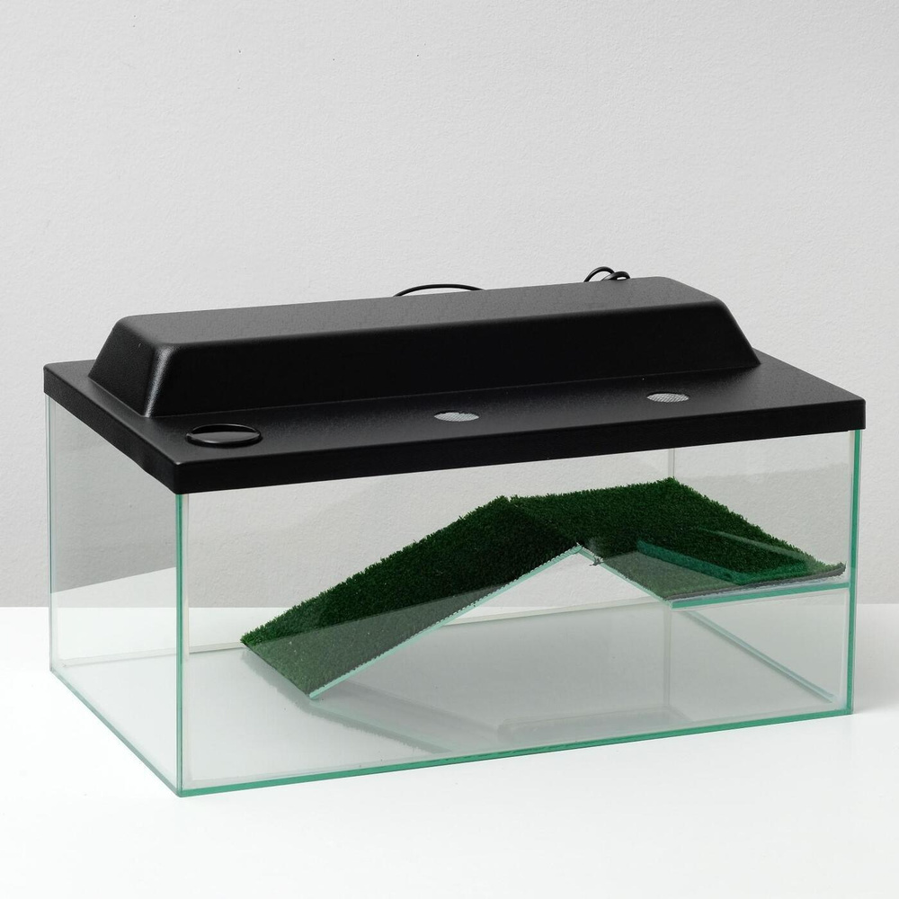 Террариум для черепах 45л, с крышкой, полкой и лесенкой 55*33*25 см ...