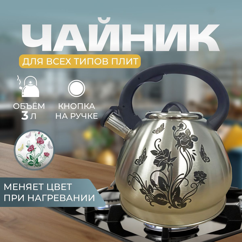 Чайник со свистком для плиты газовой, индукционной и электрической из ...