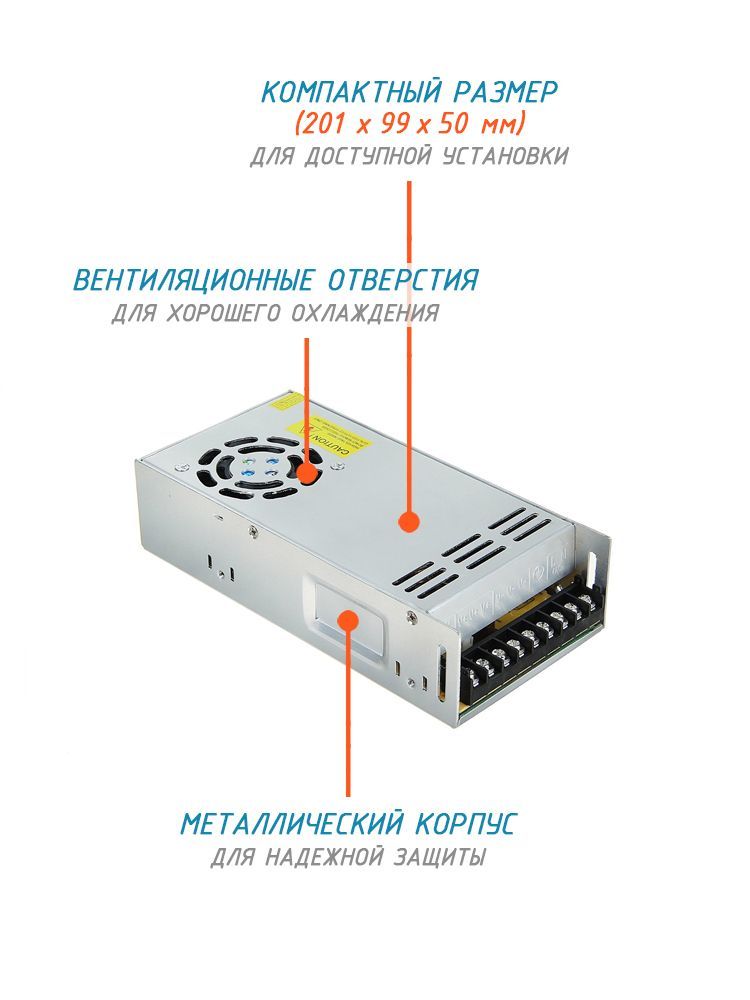 Блок питания для светодиодной ленты Ecola, 12В, 400 Вт, IP20 - купить ...