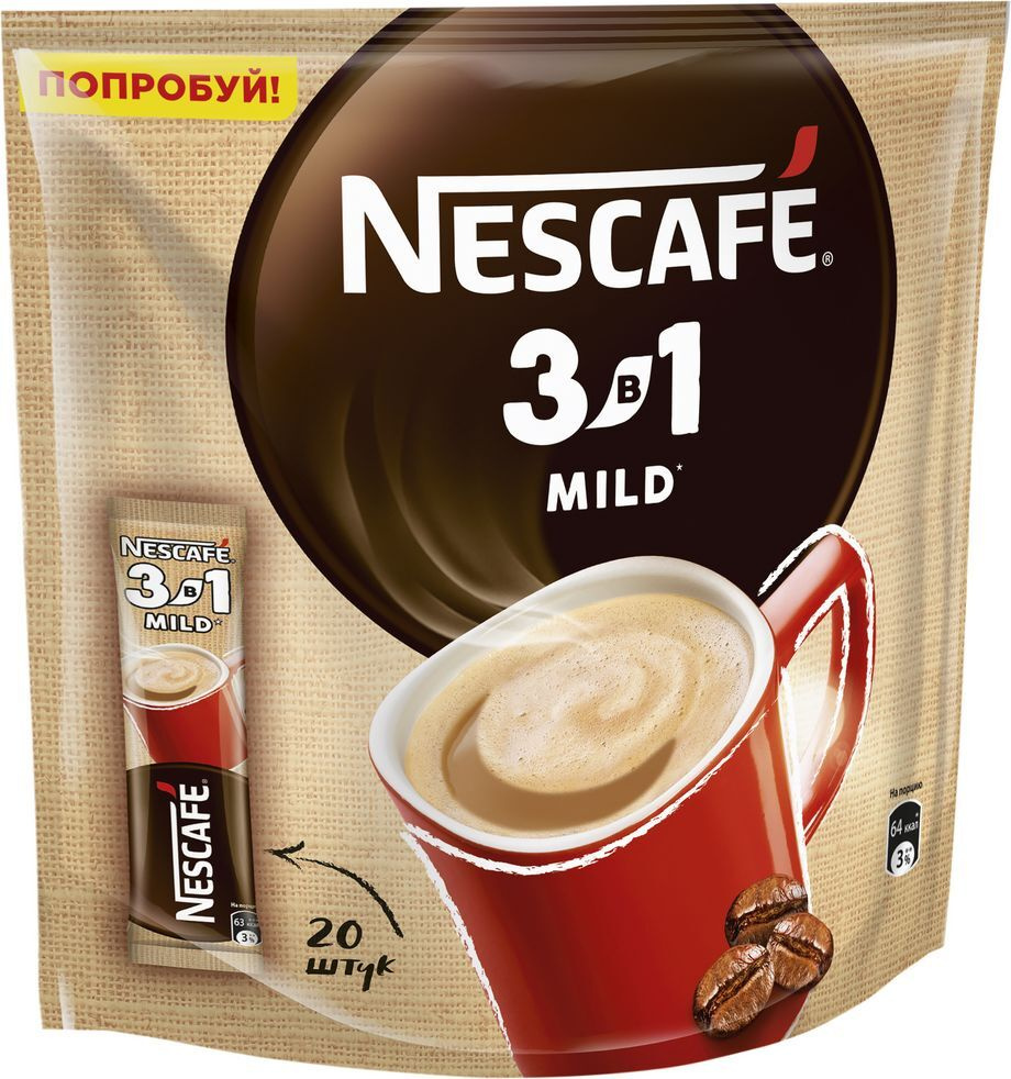 Кофе растворимый Nescafe 3 в 1 Мягкий, 14,5 г х 20 шт - купить с ...