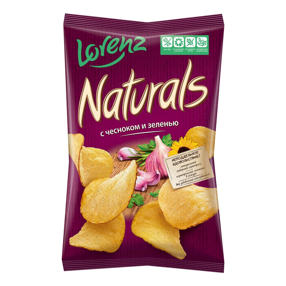 Чипсы картофельные Lorenz Naturals с чесноком и зеленью 100 г - купить ...