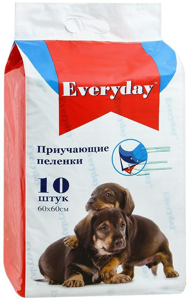 EVERYDAY впитывающие пеленки для животных гелевые, 60 х 60 см, 10 шт ...