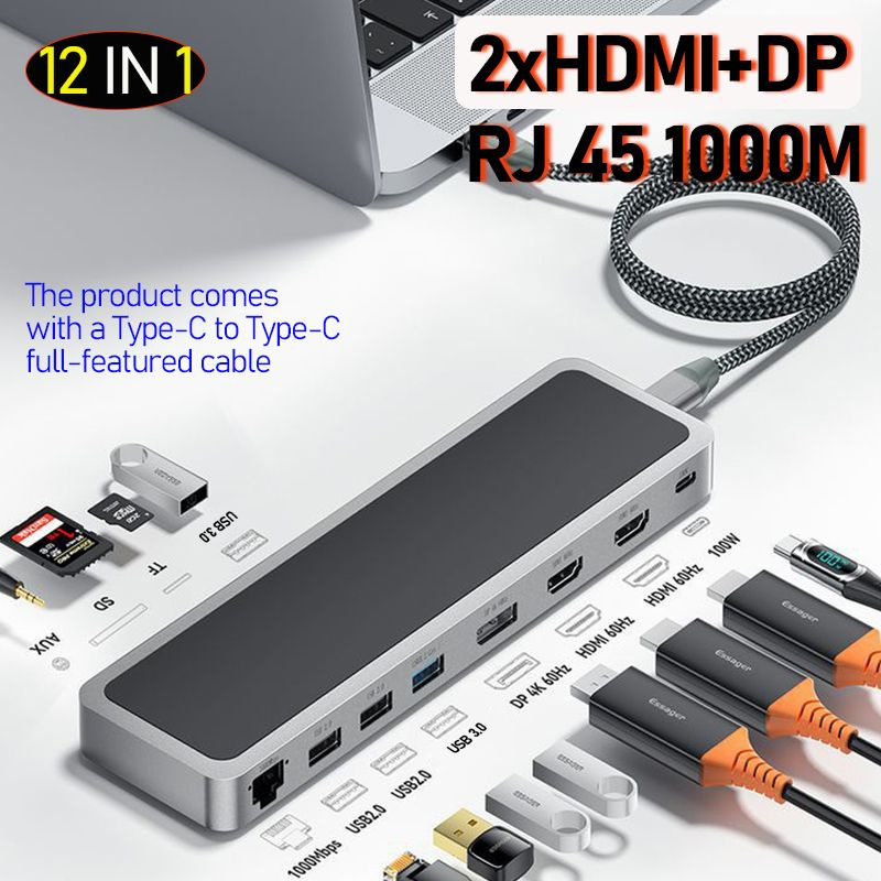 Поддержка режима MST Dual HD DP 4K 60HZ Thunderbolt Dock Hub USB C Док ...