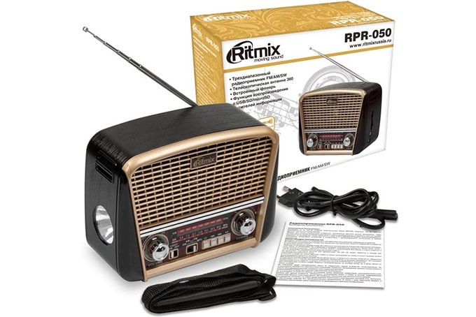 Беспроводная колонка Best Electronics Портативный Радиоприемник Ritmix RPR-050 (золото-черный ...