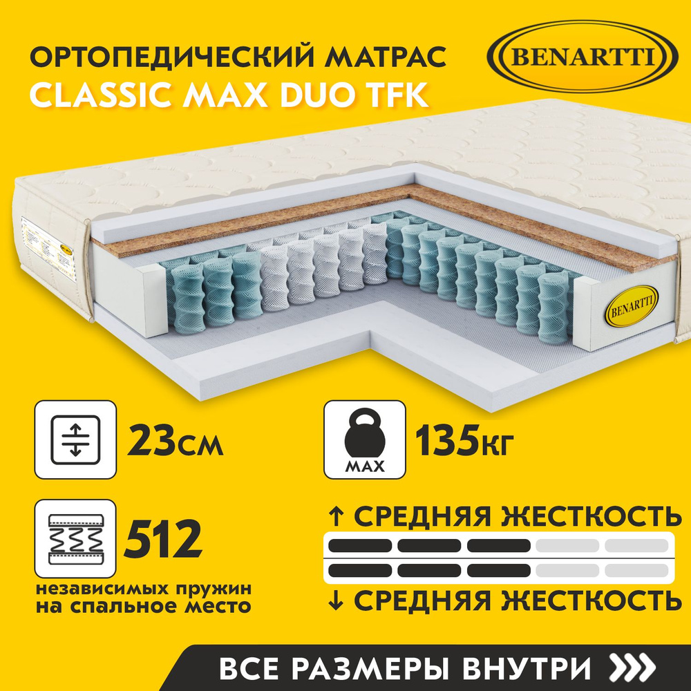 Матрас Benartti Classic Max Duo TFK серия Classic, Независимые пружины ...