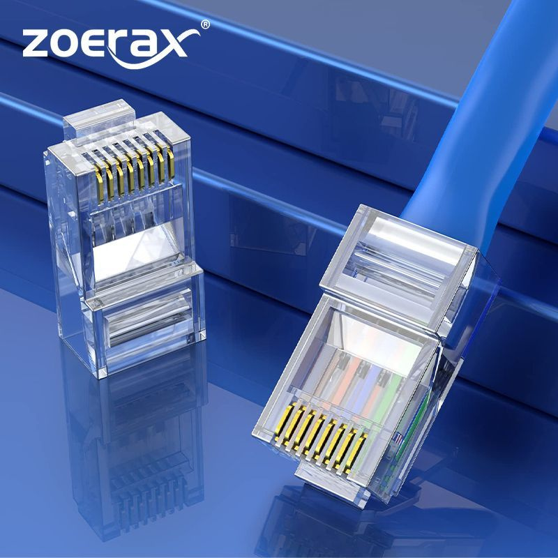 ZoeRax RJ45 Cat8, Cat7 и Cat6A, сквозные разъемы 8P8C, 50UM ...