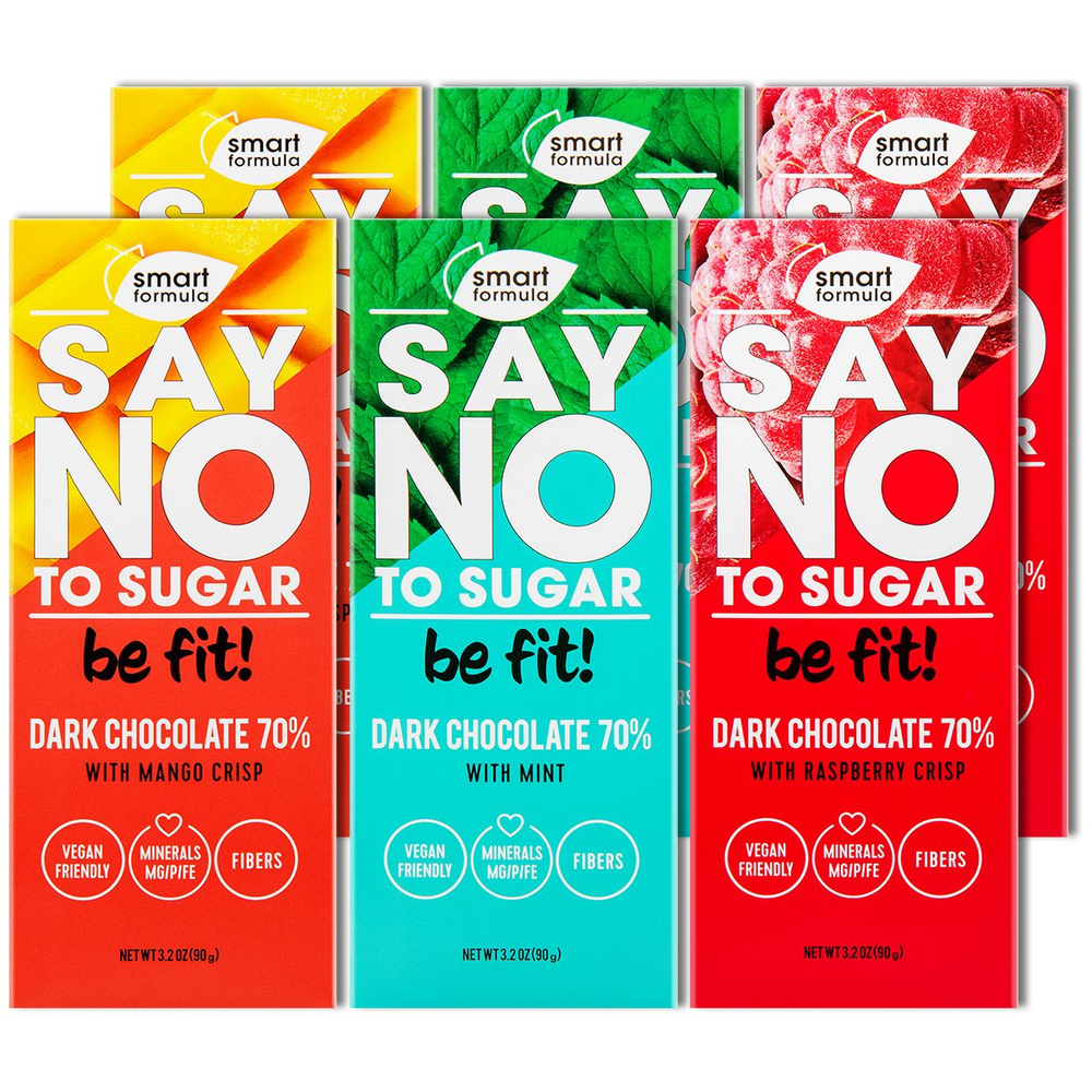 Шоколад без сахара Smart Formula 3 вида: Манго, Мята, Малина, горький ...
