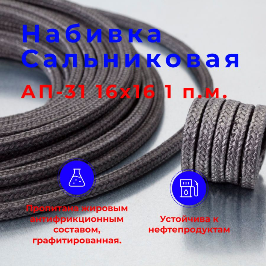 Набивка сальниковая 6*6 АП-31 набивка 1 метр - арт. 41751 - купить по ...