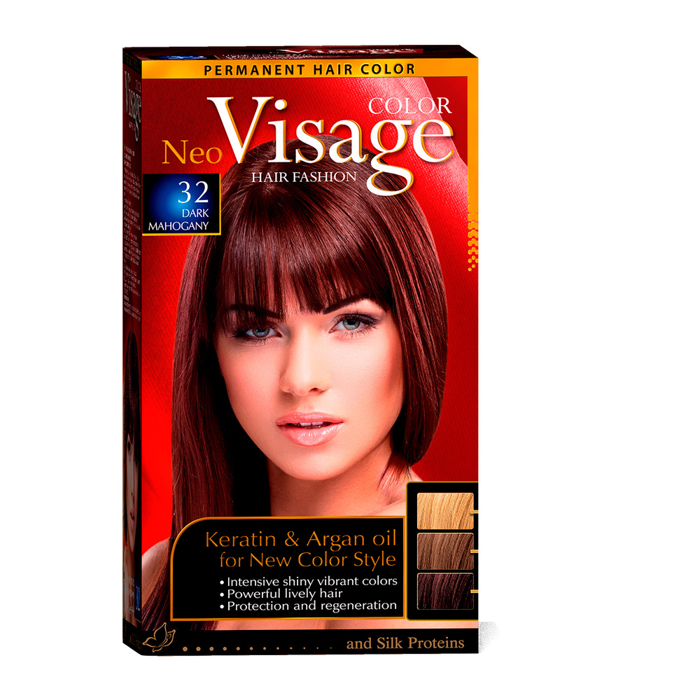 Краска для волос в наборе, Visage, оттенок 32 Тёмный махагон / Dark ...