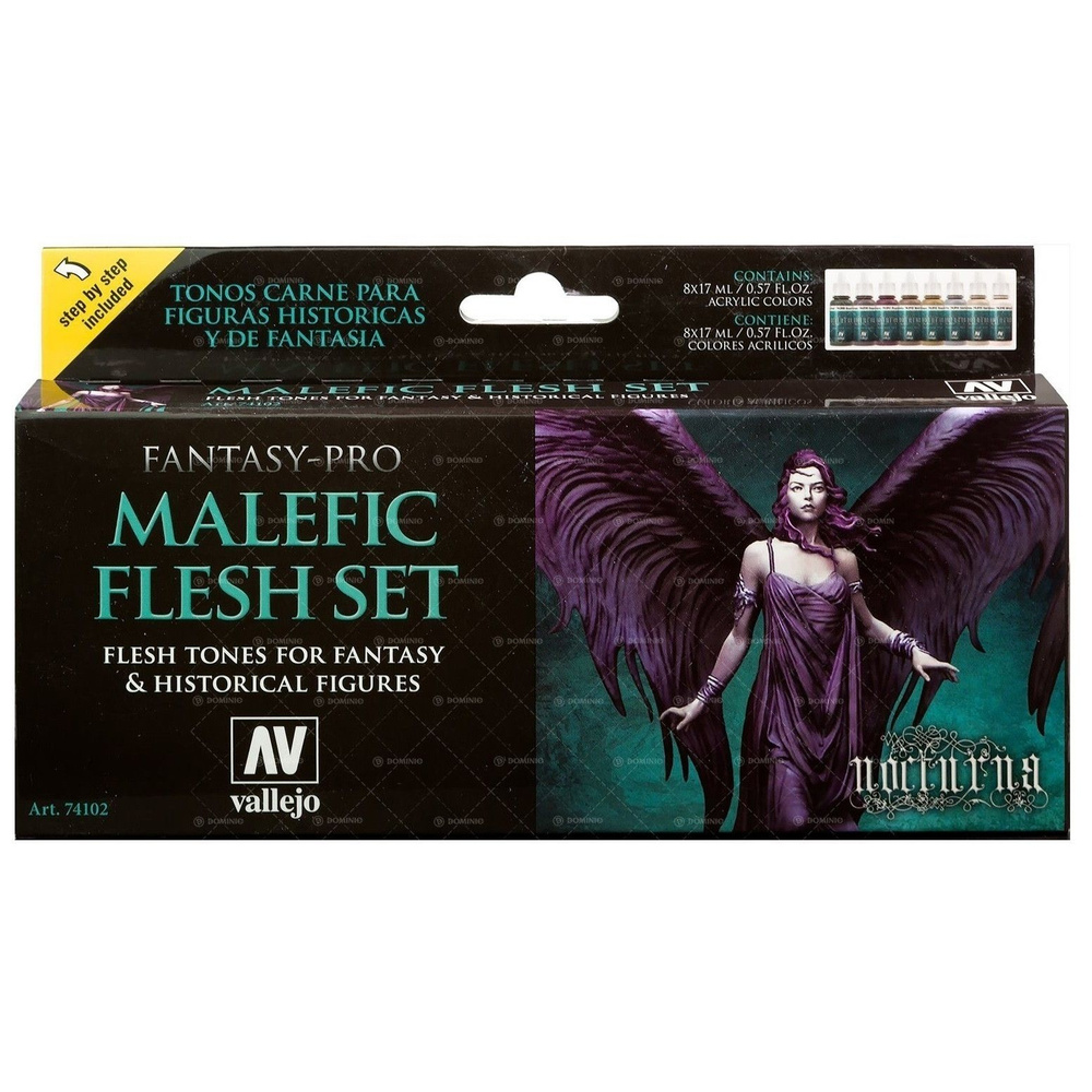 Набор красок для сборных моделей Vallejo, серия Fantasy-Pro "Malefic Flesh" 74.102, 8 цветов ...
