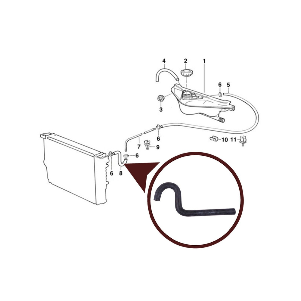 EHC22 Переливной патрубок радиатора, шланг водяного трубопровода ...