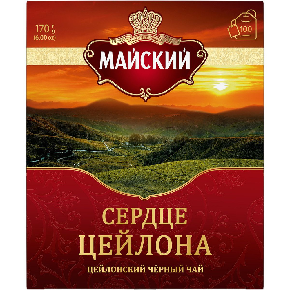 Чай в пакетиках черный Майский Сердце Цейлона, 100 шт - купить с ...