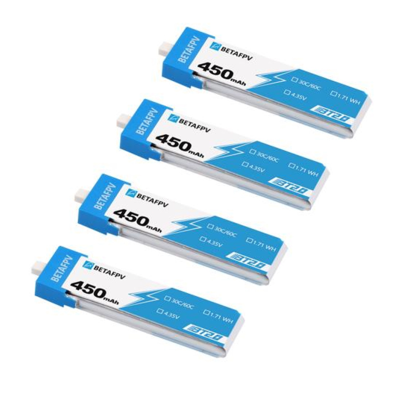 Аккумулятор BETAFPV 450 mAh BT2.0 1S 3.7V 30C HV LiPo (4шт) - купить с ...