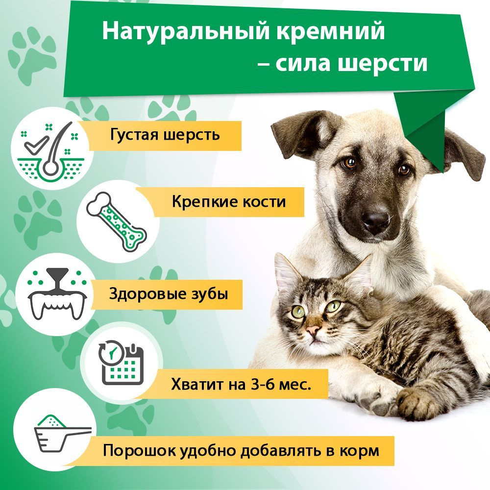 Аморфный диоксид кремния, густая шерсть, крепкие суставы, кости, зубы ...