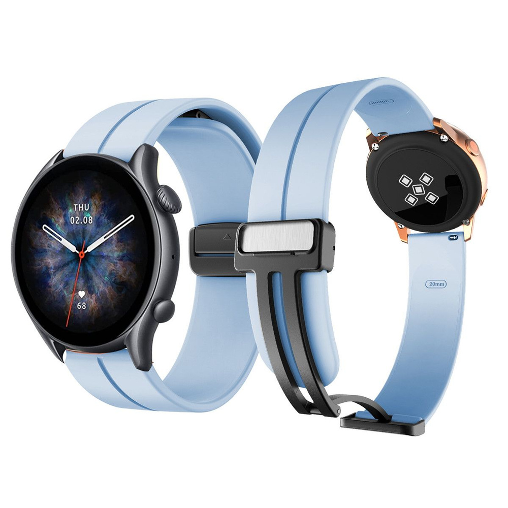 Силиконовый магнитный ремешок для смарт часов Xiaomi Amazfit GTR 3 ...
